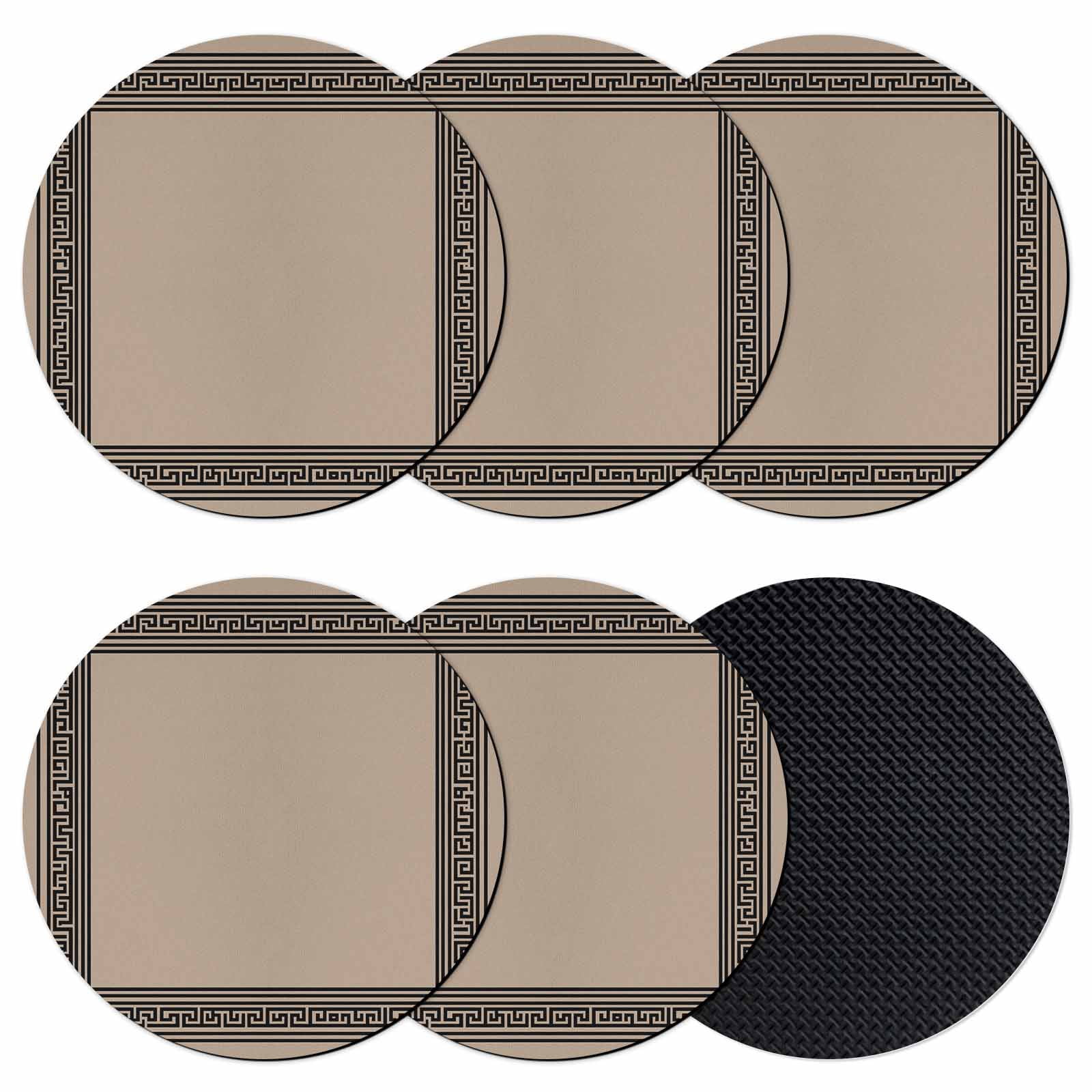 Black Brown Greek Key Coasters Set of 6, Geometric Greece Ancient ...