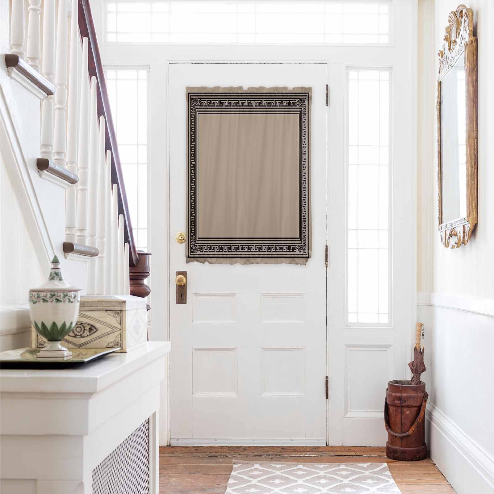 Black Brown Greek Key Door Curtains for Door Window, French Sidelight ...
