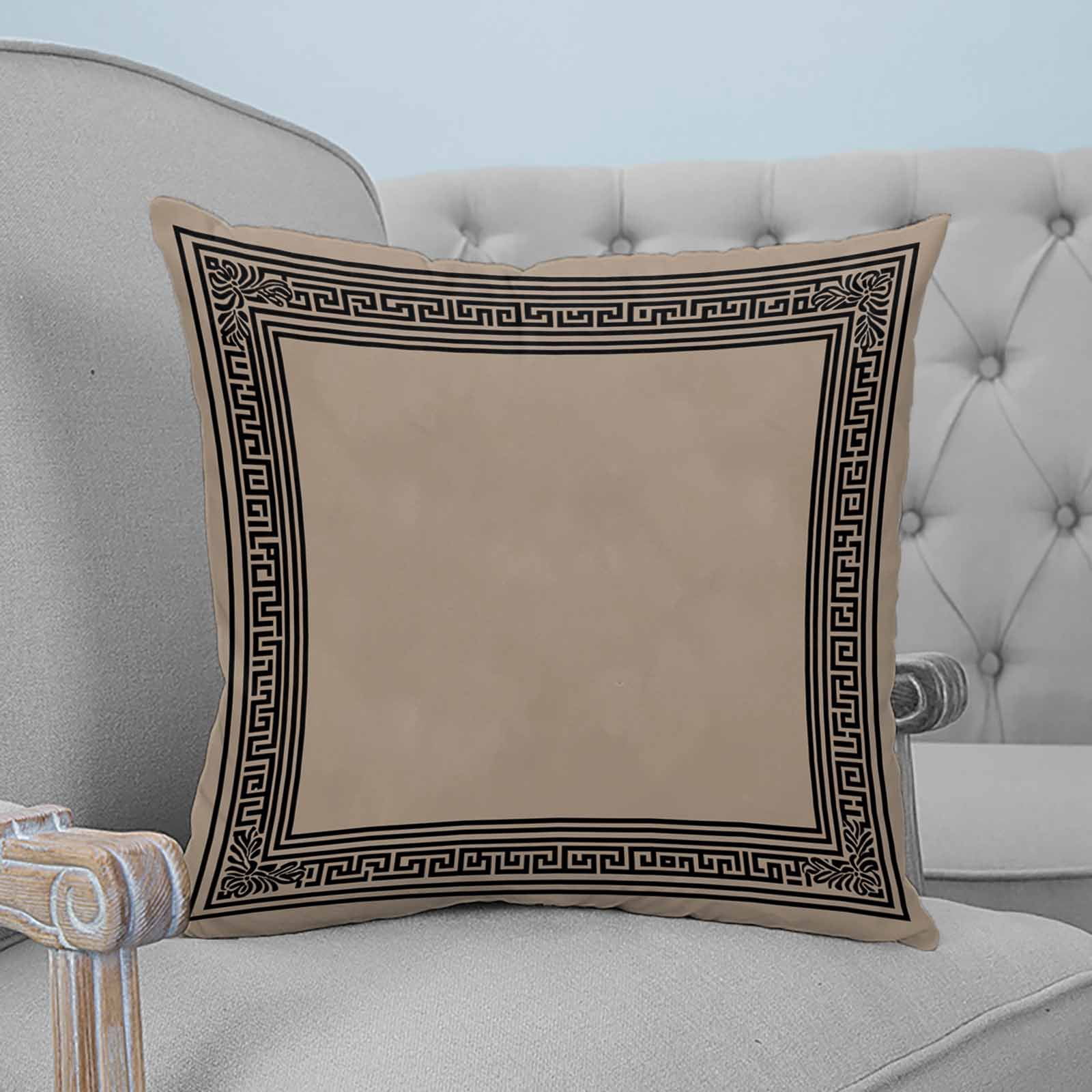 Black Brown Greek Key Throw Pillow Covers, Soft Pillowcases with ...