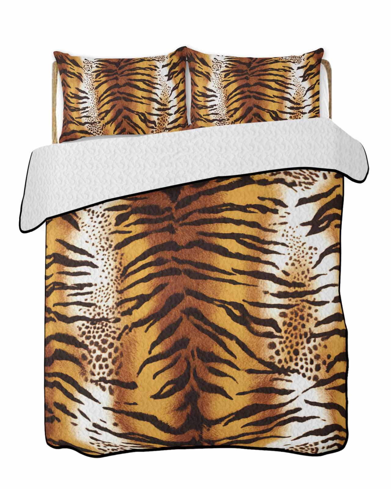 Black And Brown Leopard 3 Pieces Quilt Set, 1 Quilt with 2 Shams ...