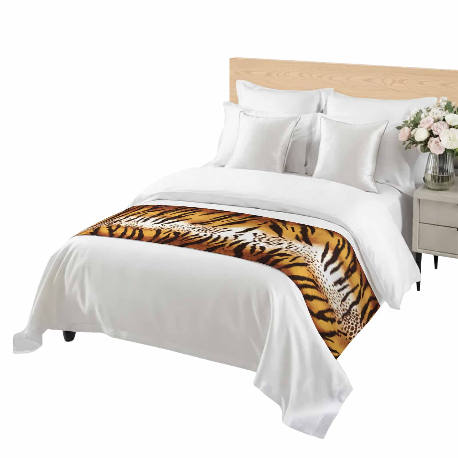 Black And Brown Leopard Bed Runner Queen Size Abstract Vintage White ...