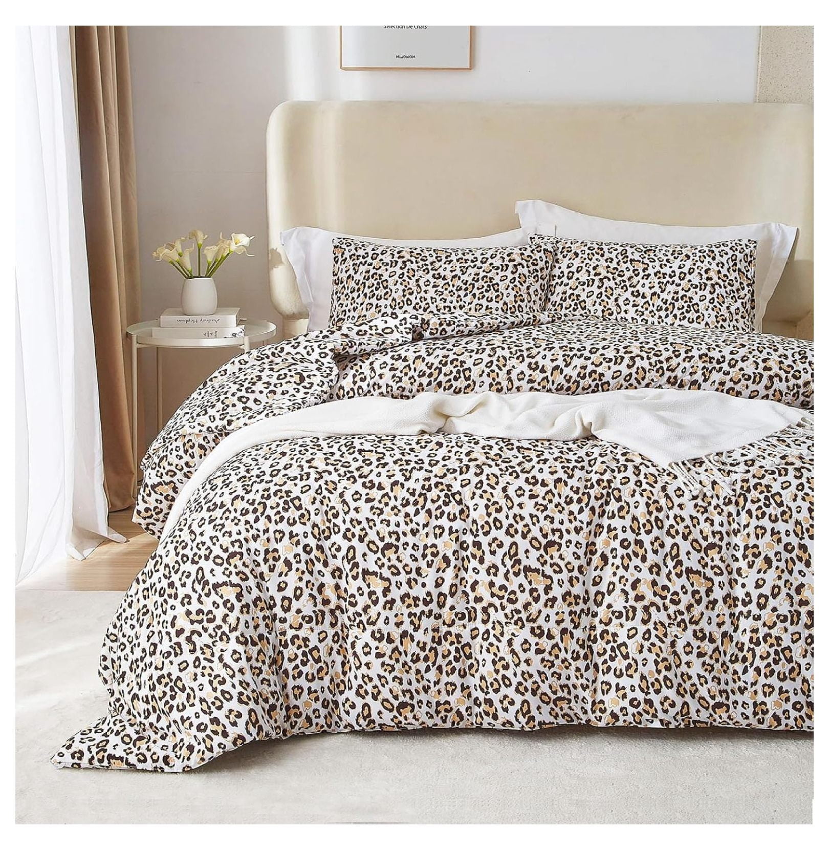 Black Brown Leopard Print Comforter Set Full Size Women Ultra Soft ...