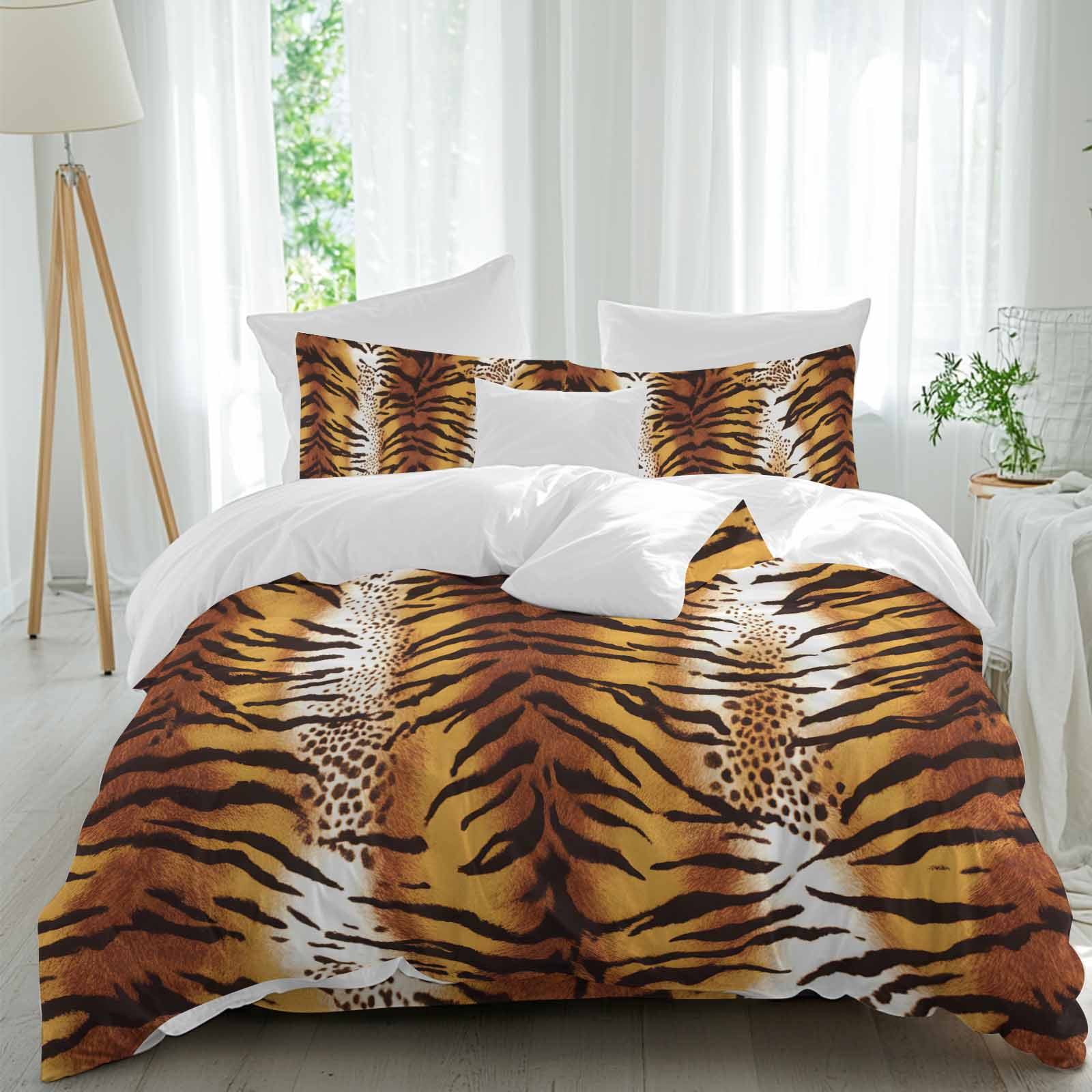 Black And Brown Leopard Twin Duvet Cover Set, Abstract Vintage White ...