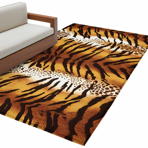 Black And Brown Leopard Washable Area Rug 4 x 6 ft Abstract Vintage ...