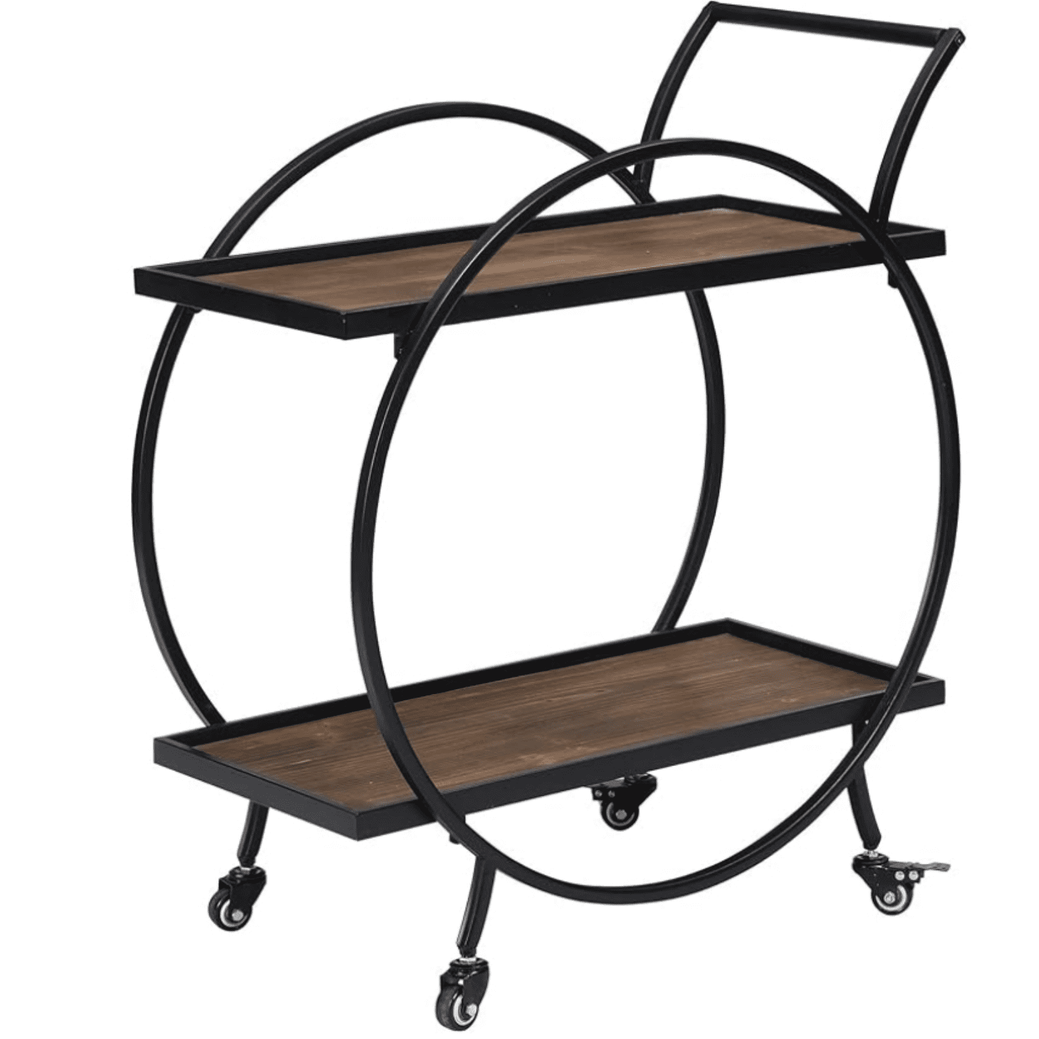 Black and Brown Odessa Bar Cart, 2 Tier Mobile Mini Bar, Kitchen ...