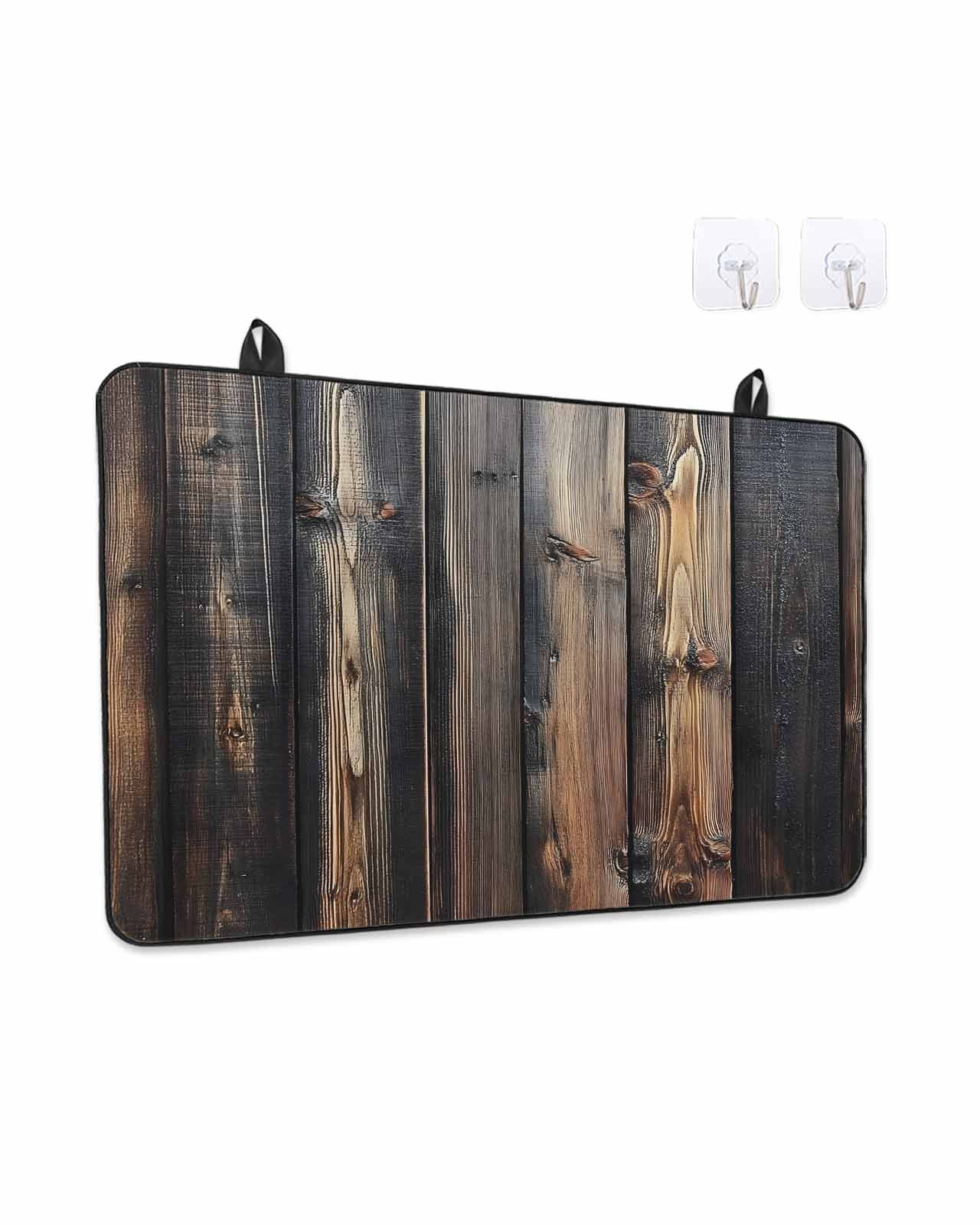 Black Brown Plank Stove Top Covers for Electric Stove, Kitchen Glass ...