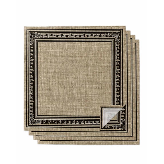 Black Brown Retro Greek Key Cloth Napkins Set of 4 Reusable Dinner ...