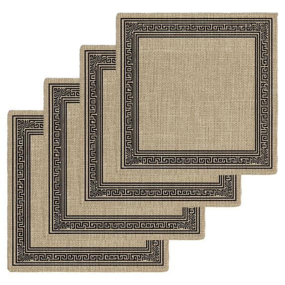 Black Brown Retro Greek Key Kitchen Dish Towels for Drying Dishes Set ...