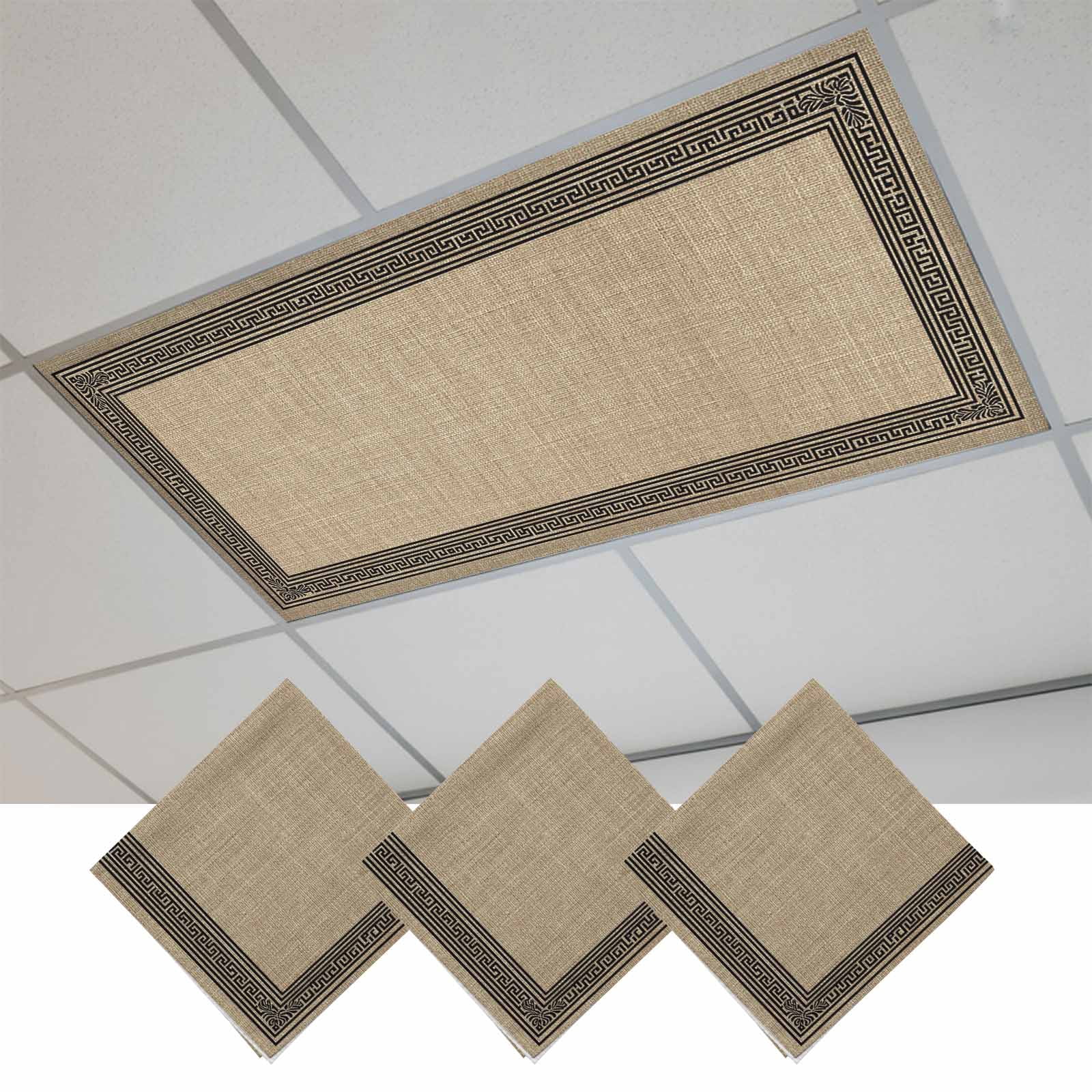 Black Brown Retro Greek Key Magnetic Fluorescent Light Covers for ...