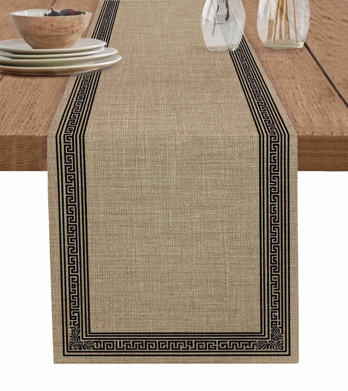 Black Brown Retro Greek Key Table Runner 60 Inches, Geometric Greece ...