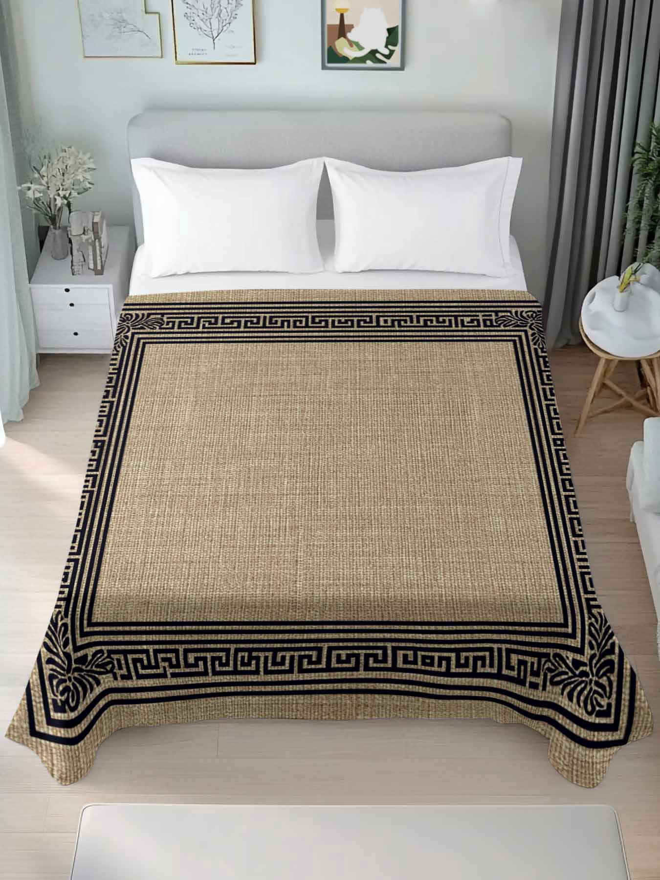 Black Brown Retro Greek Key Twim Size Flat Sheet, Wrinkleproof ...