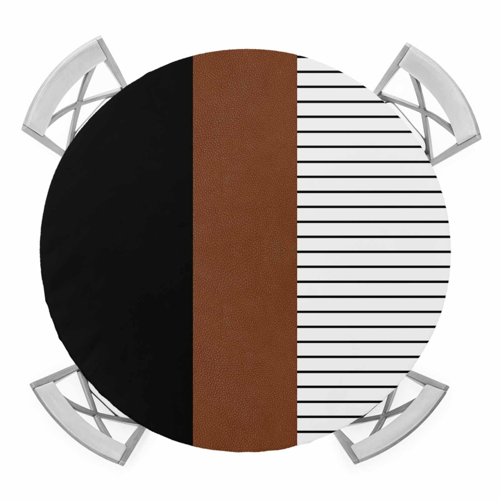 Black Brown Round Tablecloth for 36-44 Inch Tables, Fitted Table Cover ...
