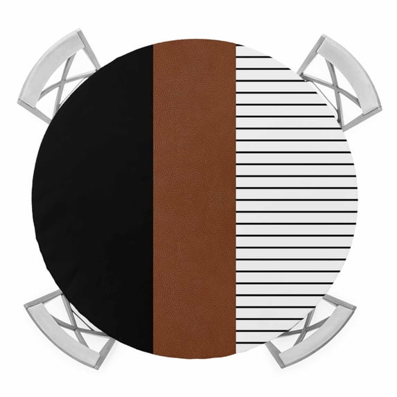 Black Brown Round Tablecloth for 36-44 Inch Tables, Fitted Table Cover ...