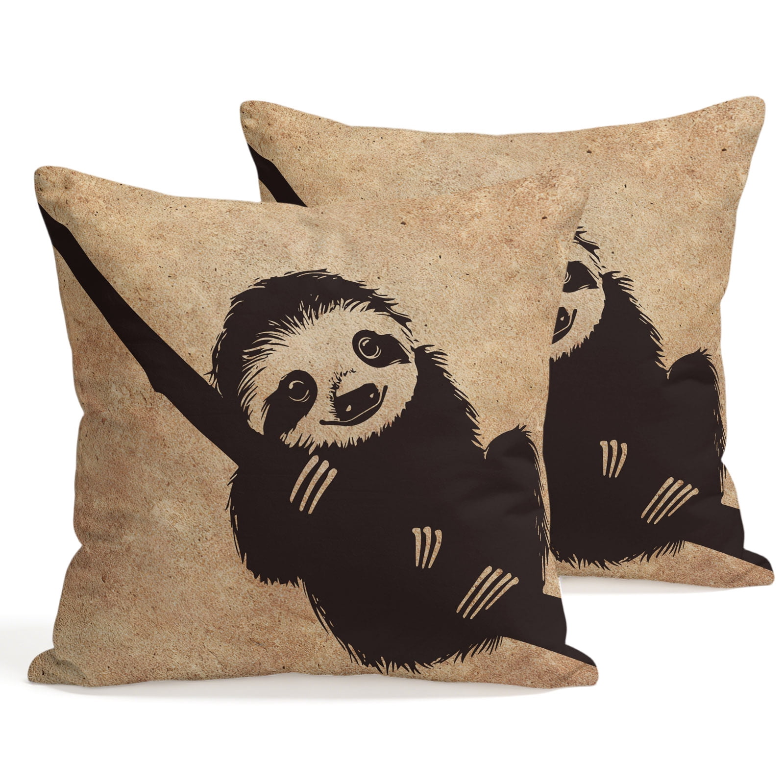 Black Brown Sloth Throw Pillow Covers 18 x 18 Inch Pillow Covers Set of ...