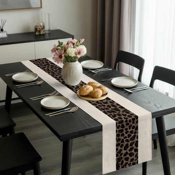 Black Brown Spots Wild Animal Pattern Table Runner 36 Inches Long ...