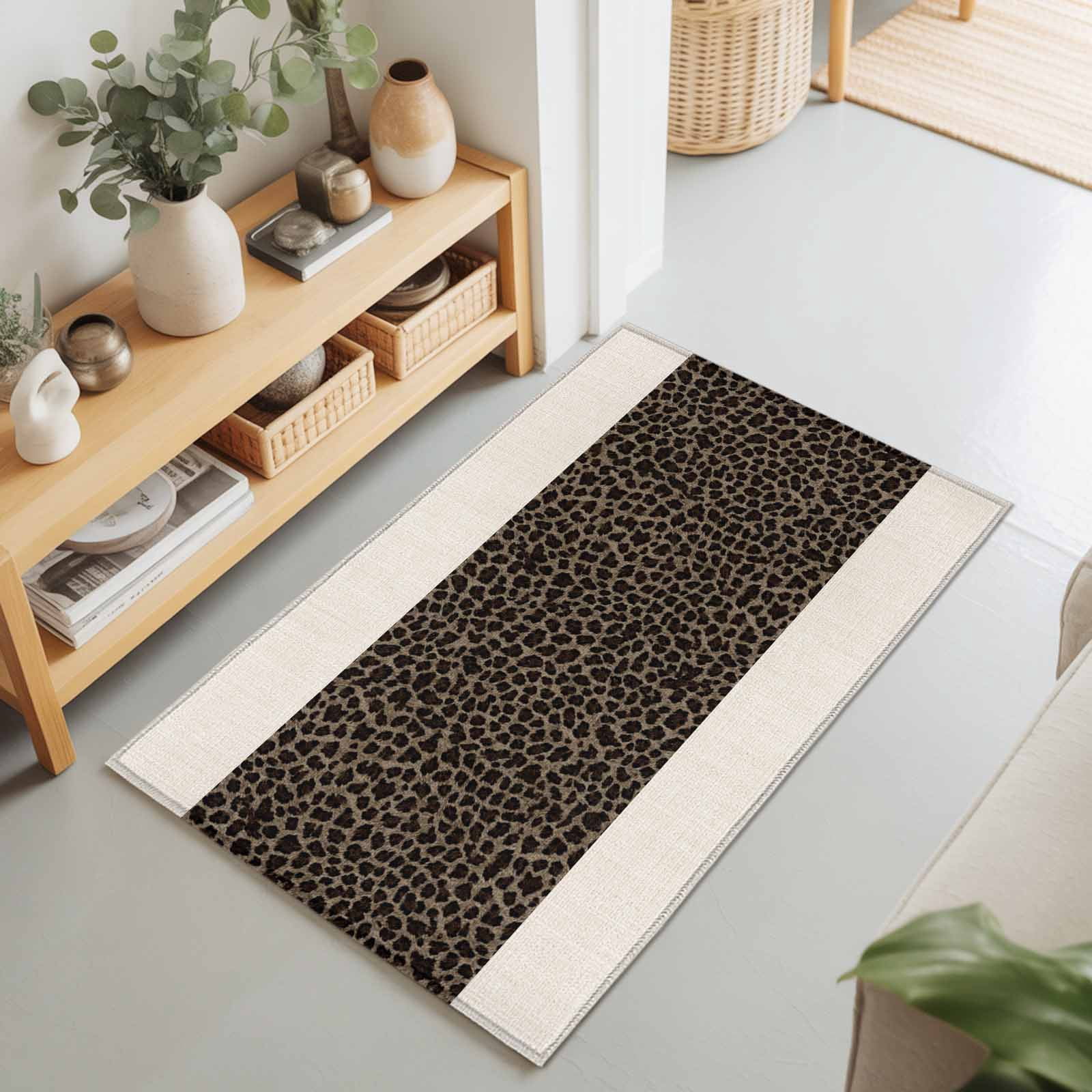 Black Brown Spots Wild Animal Print Rectangle Area Rug 2x3ft,Living ...