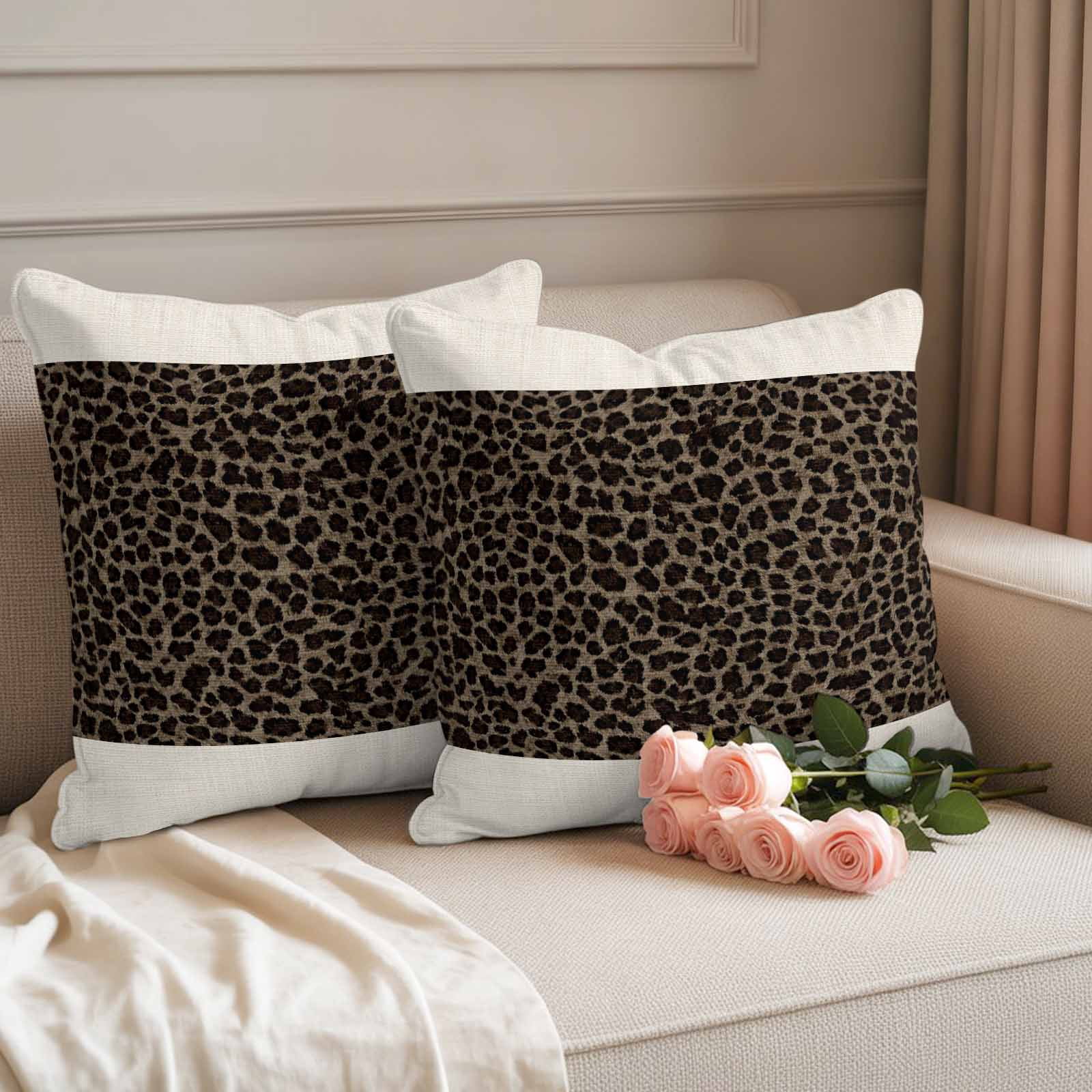 Black Brown Spots Wild Animal Print Waterproof Throw Pillow Covers Set ...