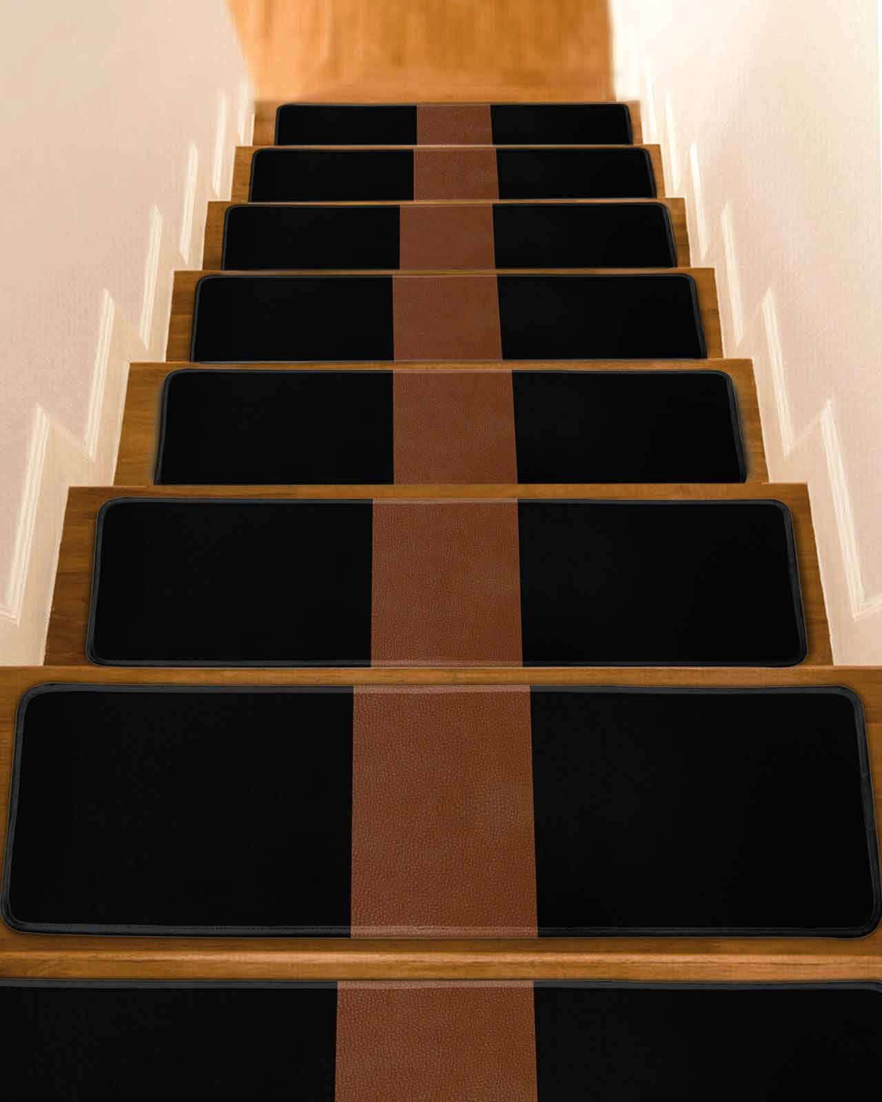 Black Brown Stair Treads for Wooden Steps Indoor Runner Rug Carpet ...