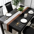 Black Brown Table Runner 70 Inches Long, Contemporary Striped Boho Art ...