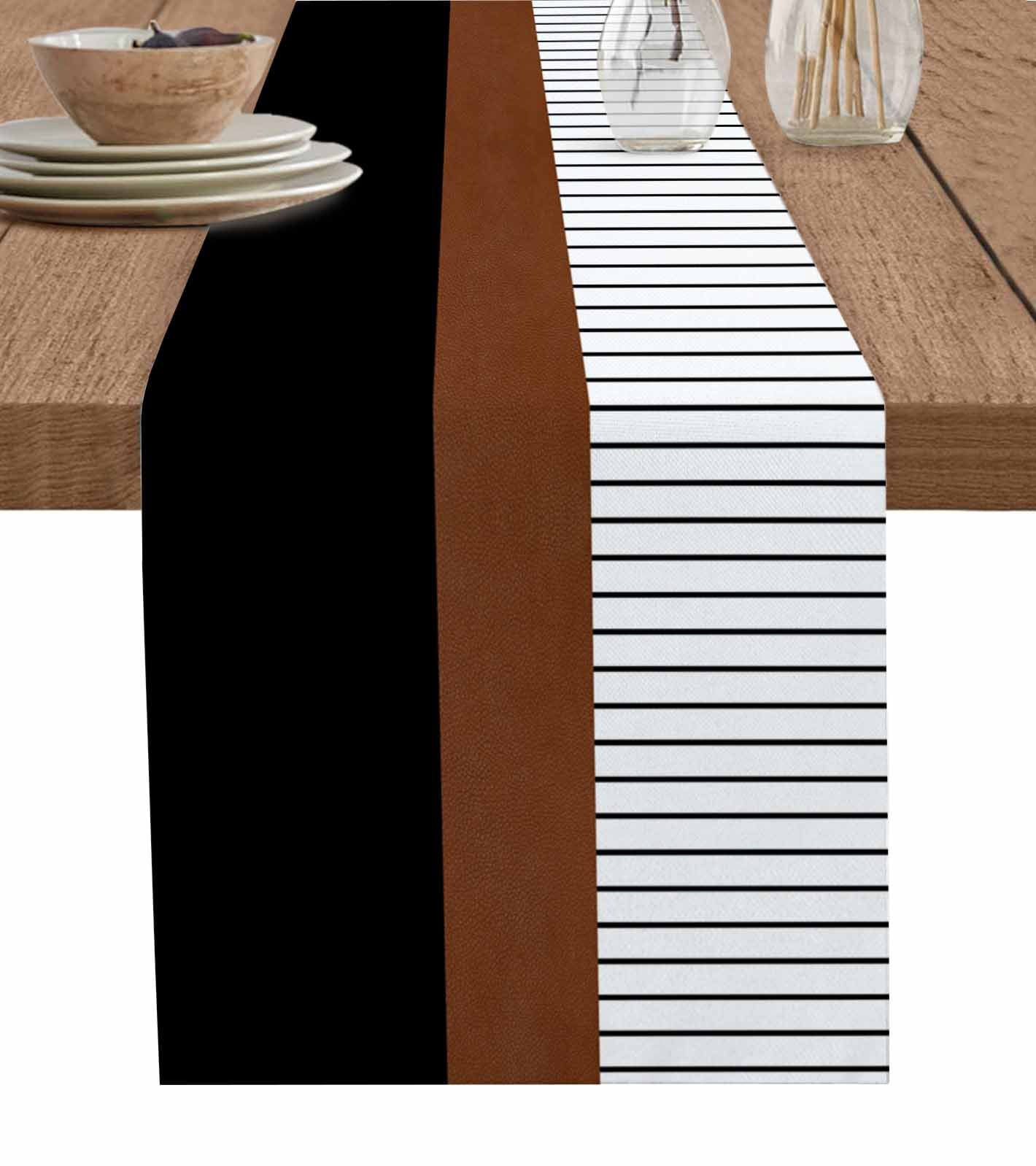 Black Brown Table Runner Contemporary Striped Boho Art Tablerunners 16 ...
