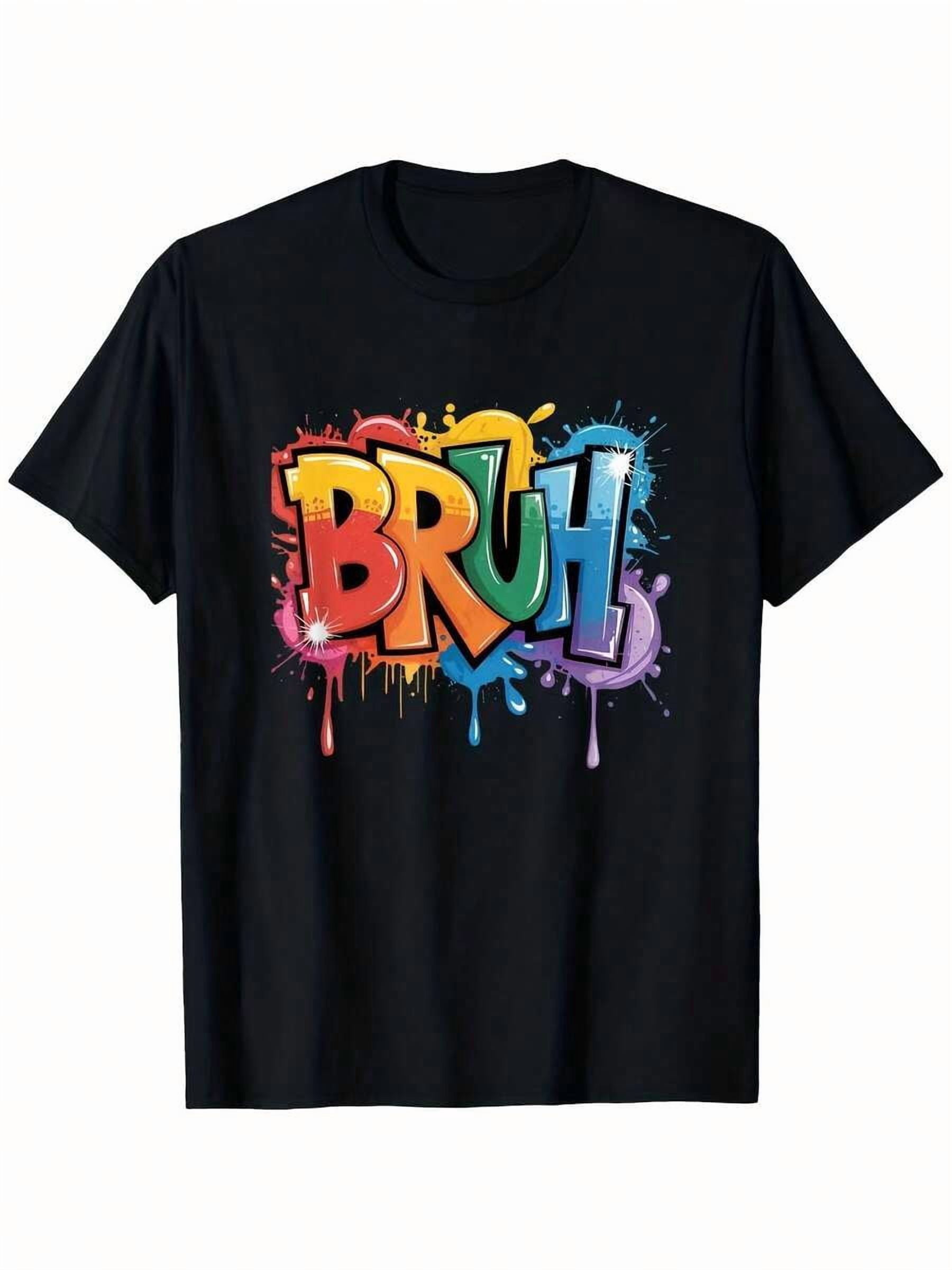Black Bruh Meme Graphic T-Shirt - Heavyweight Pure Cotton Retro ...