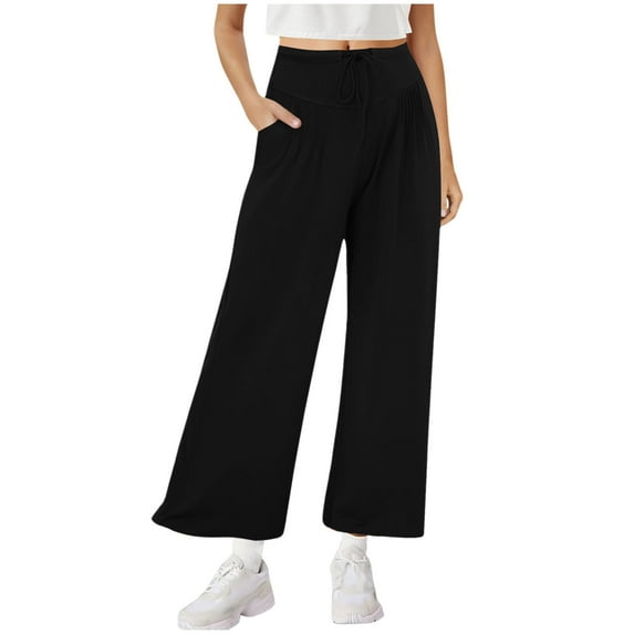 Black Brunch Pants for Women Fall Summer Spandex Ruched Tie Knot ...