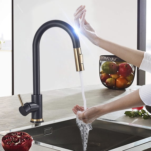 Senlesen Single Hole Mounted Black & Brushed Gold Touch Control Sensor ...