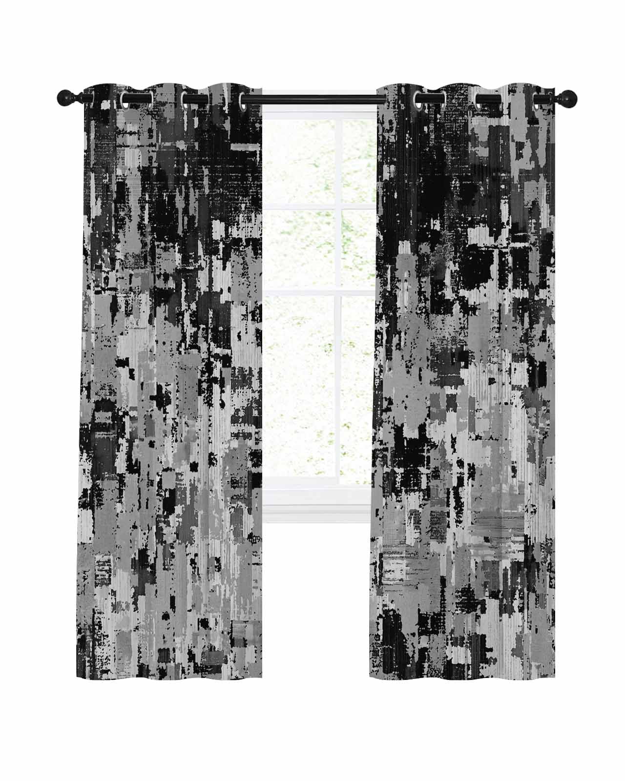 Black Brushes Painting Blackout Curtains for Bedroom Living Room ...