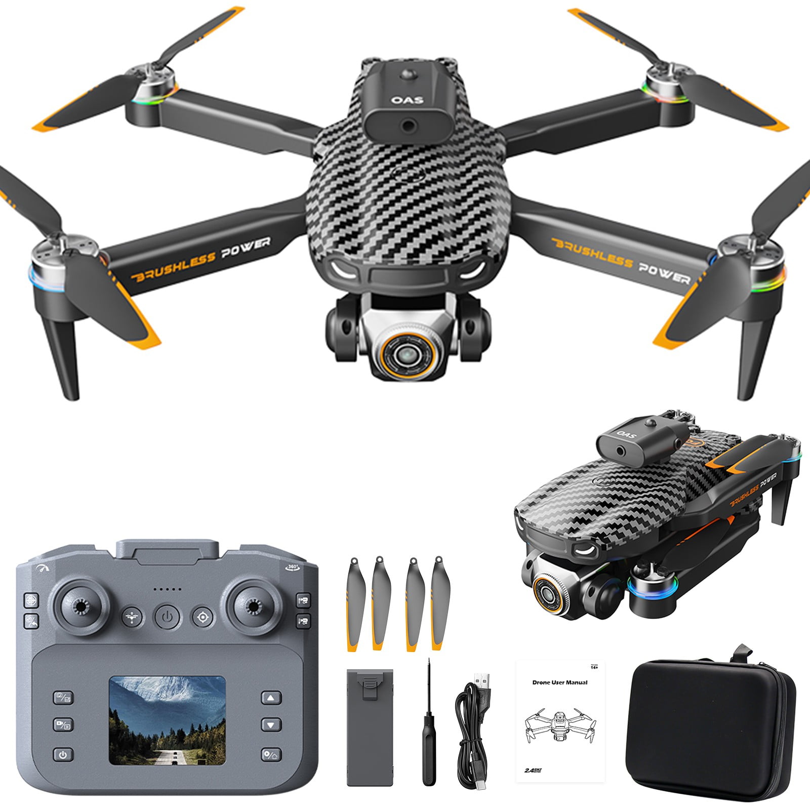 Black Brushless Drone With Screen Display Remote Control, Esc Camera ...