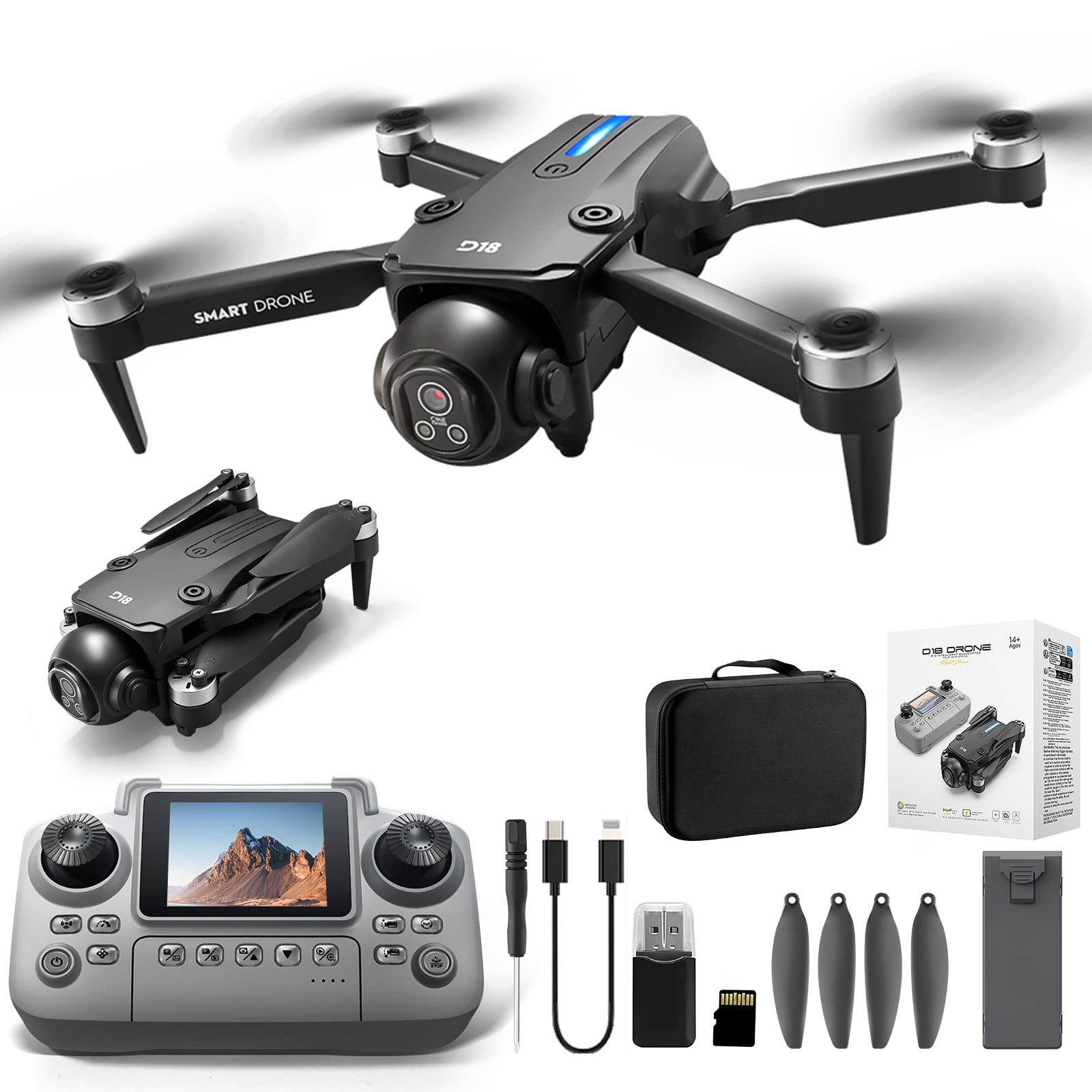 Black Brushless Motor Drone With Screen Remote Control And 1080P Hd ...