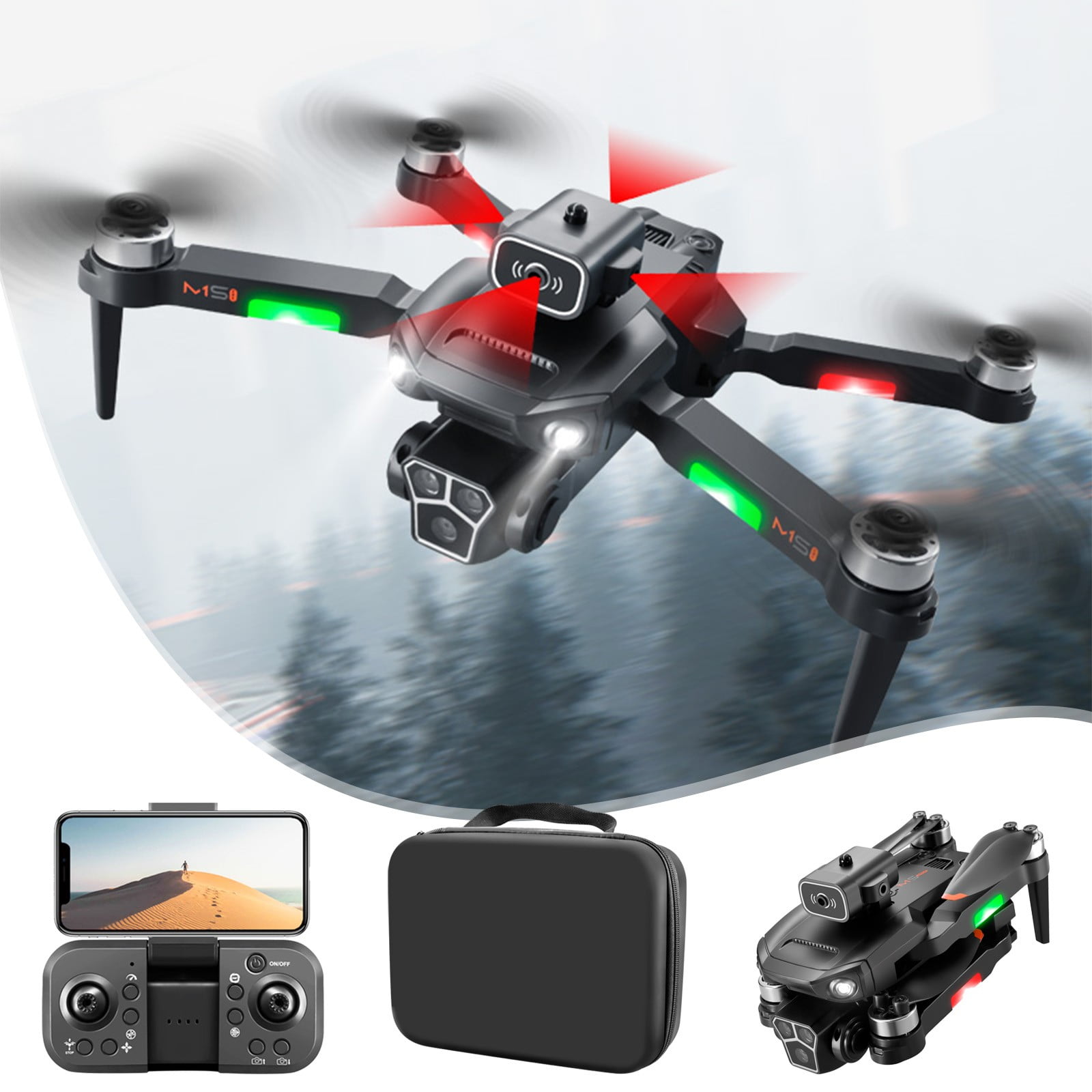 Black Brushless Motor Fpv Drone With 3 Cameras Wind Resistance Headless ...