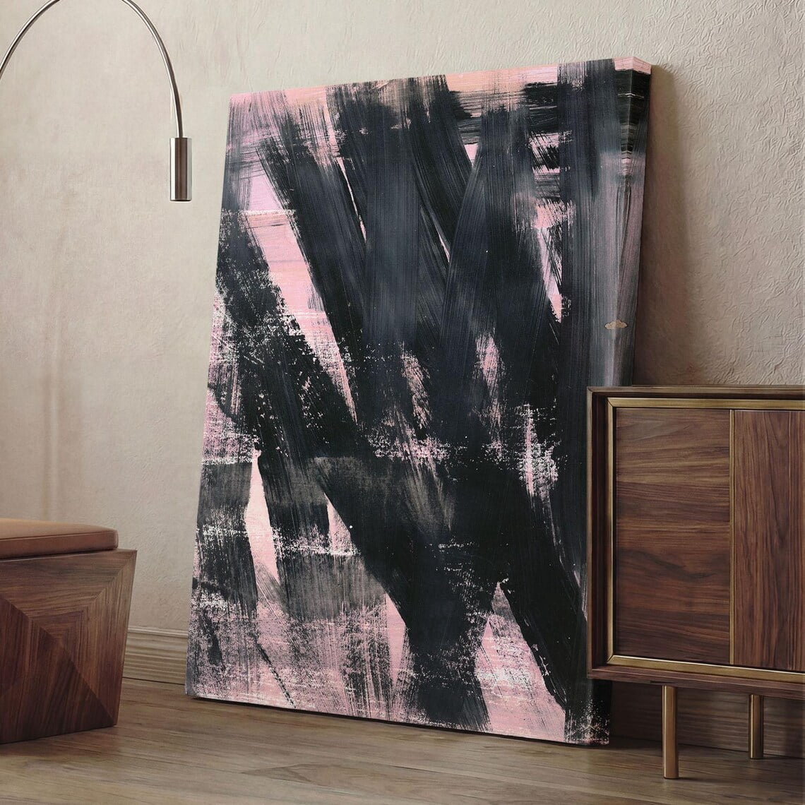 Black Brushstroke Pink Poster, Unframed Canvas 16x20in - Walmart.com