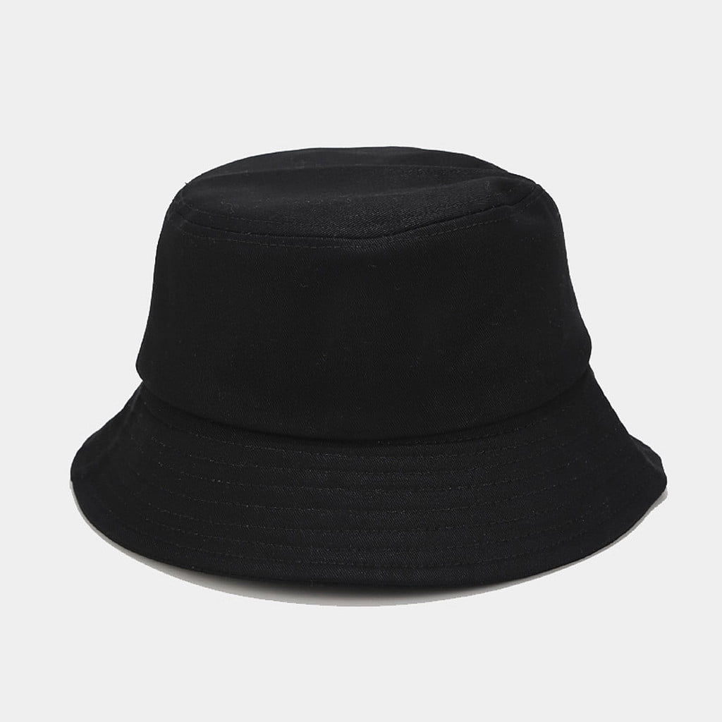 Black Bucket Hats Soild Summer Travel Beach Sun Hat Cap Unisex ...