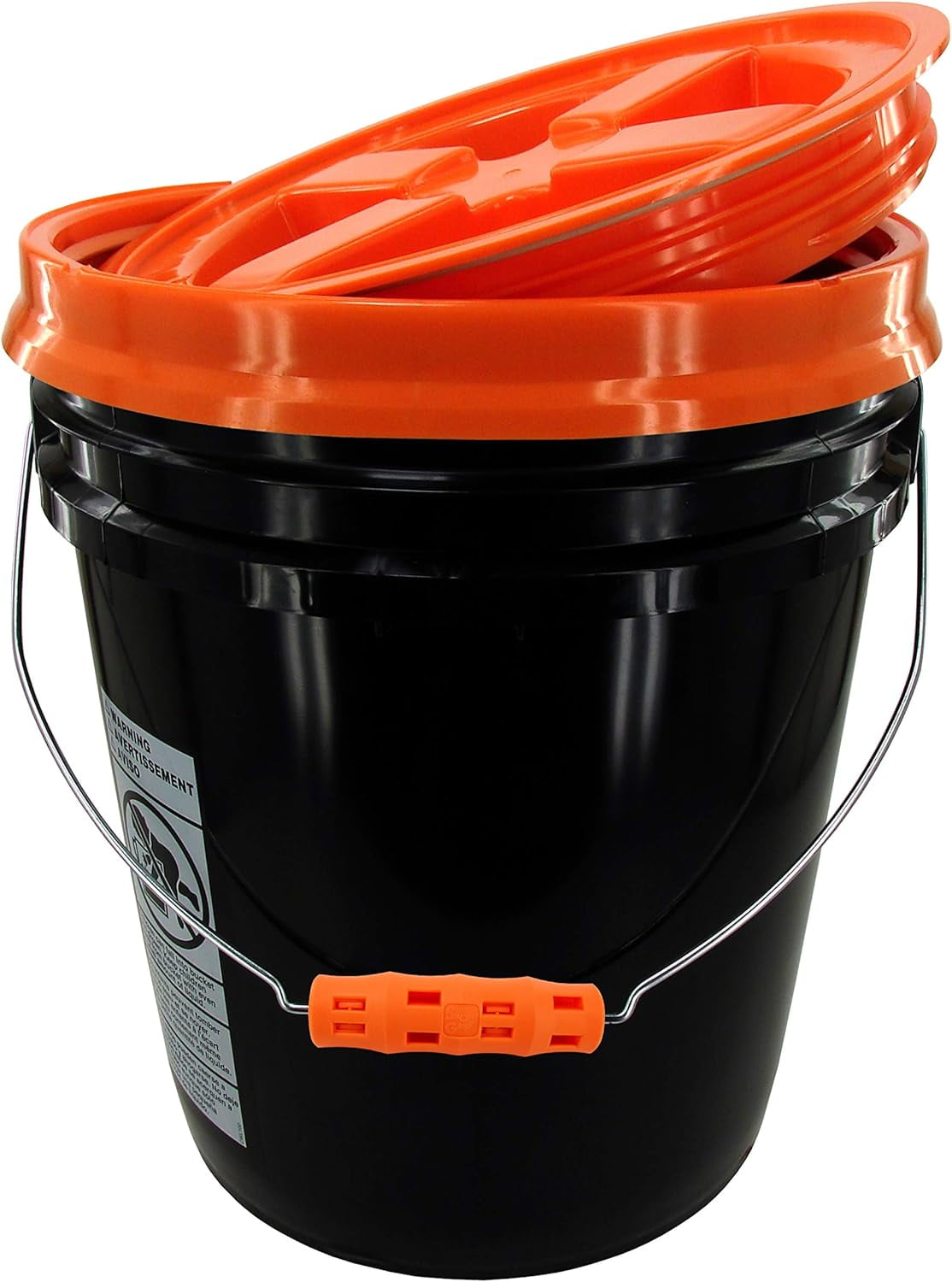Black Bucket with Orange Over Sized Grip (5 Gallon with Lid) - Walmart.com
