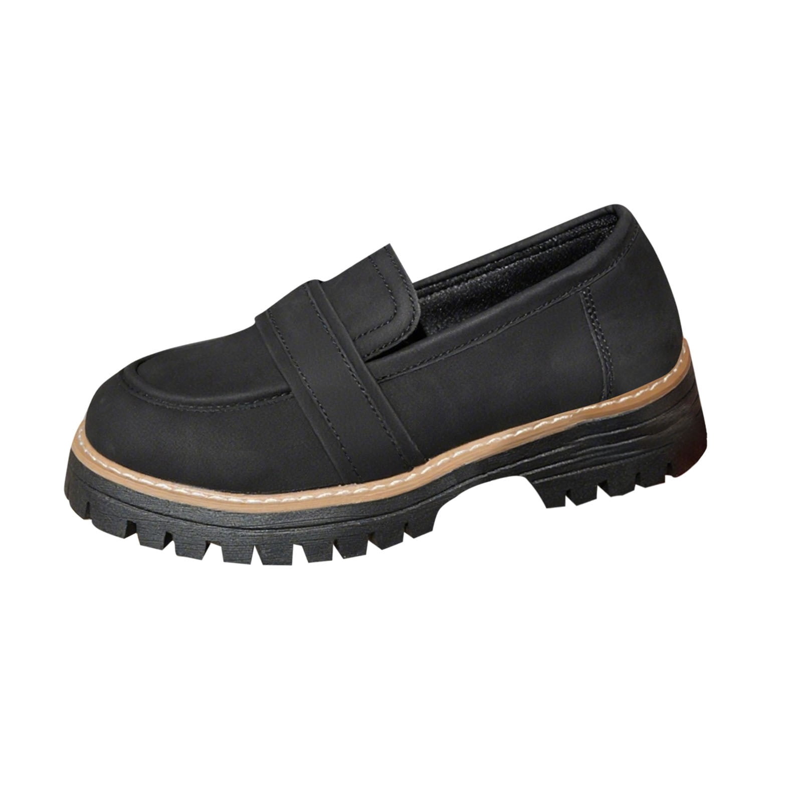 Black Buckle Detail Shoes For Women With Thick Sole And British Style ...