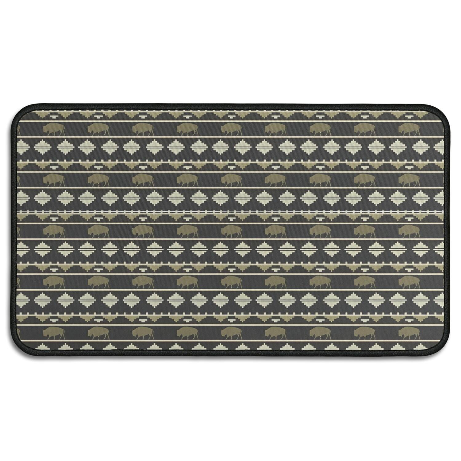 Black Buffalo Geometric Pattern Door Rugs,Washable Non Slip Door Mats ...