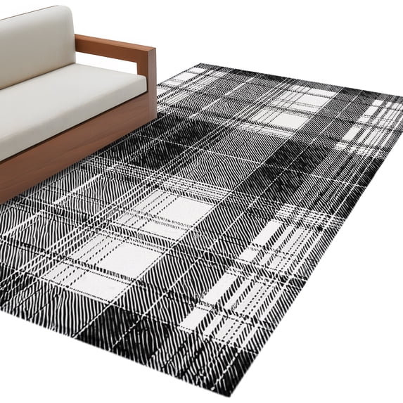 Black Buffalo Plaid Area Rug Washable 3x5 Entryway Rug Non-Slip Indoor ...