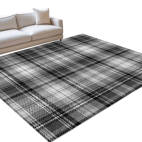 Black Buffalo Plaid Area Rugs 5x7ft Rustic Farmhouse Washable Rug, Non ...