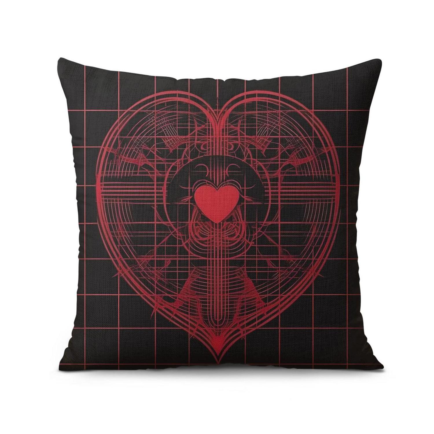 Black Buffalo Plaid Tarot Love Heart Throw Pillow Covers 20"x20", 1 Pcs ...