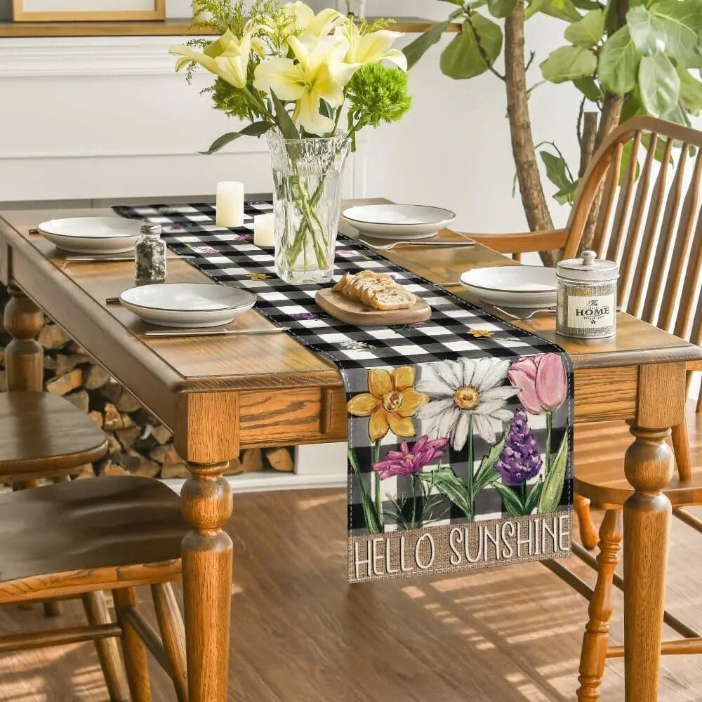 Black Buffalo Plaid Watercolor Floral Collection Spring and Summer ...
