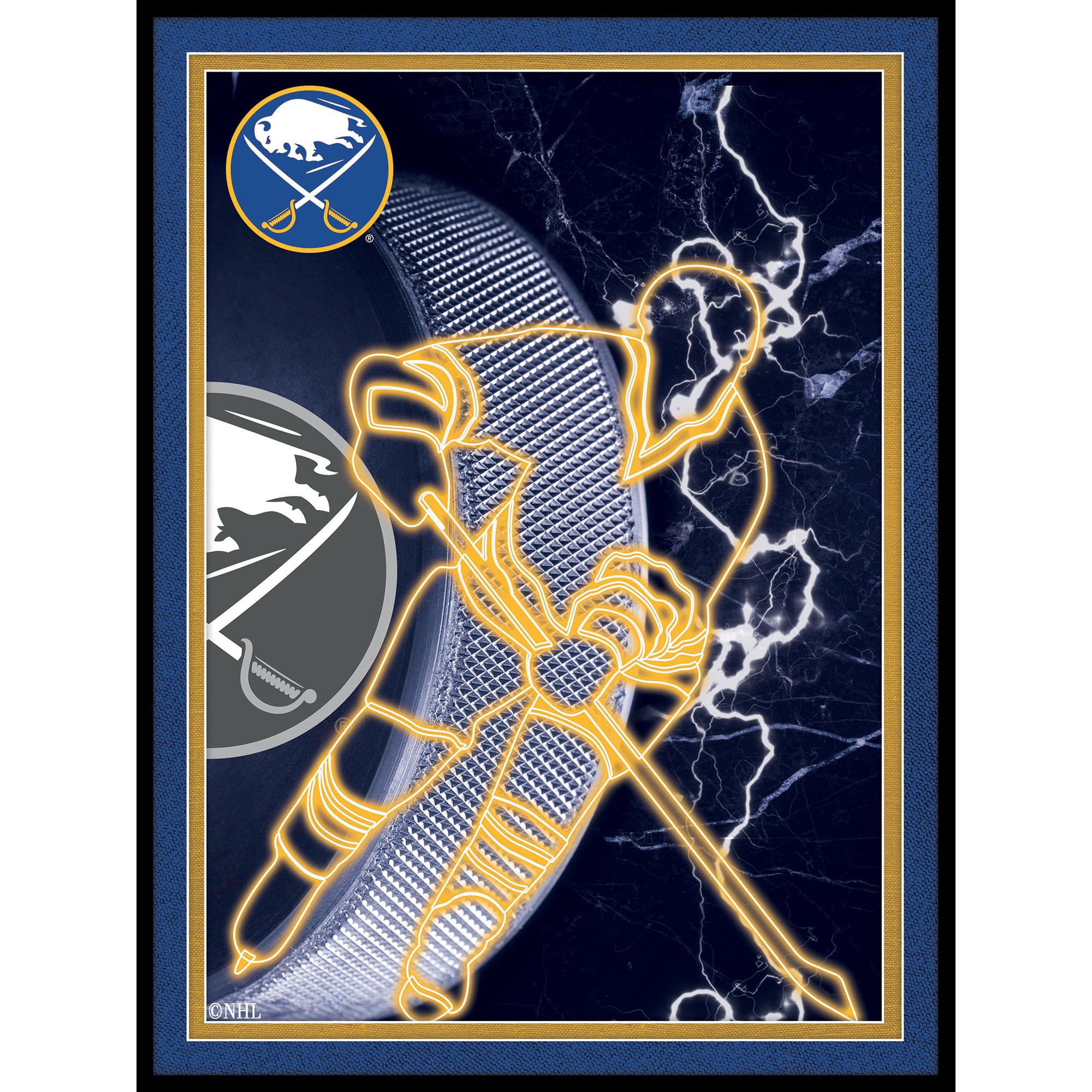 Black Buffalo Sabres 12'' x 16'' Framed Neon Player Print - Walmart.com