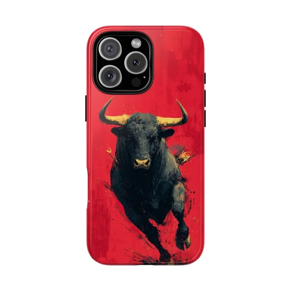 Black Bull Red Ink Spanish Style Art Phone Case for iPhone 17 through ...