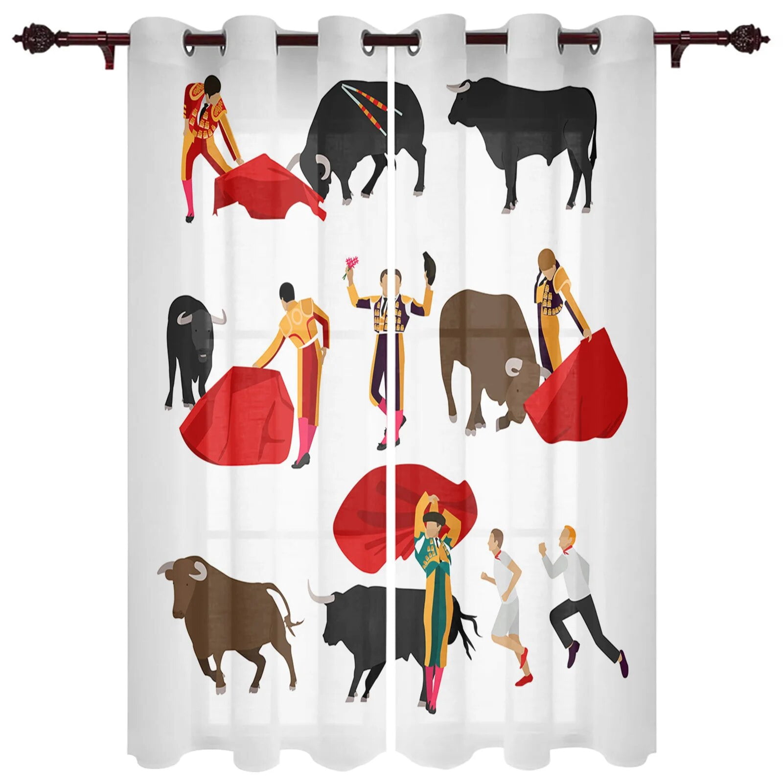 Black Bullfight Red Cloth Dress Running Curtains for Kid Bedroom Modern ...