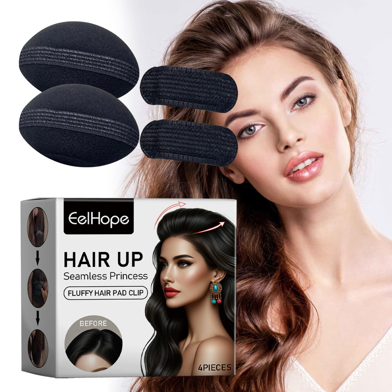 Black Bump It Up Sponge Volume Princess Hair Pads - Small and Large ...