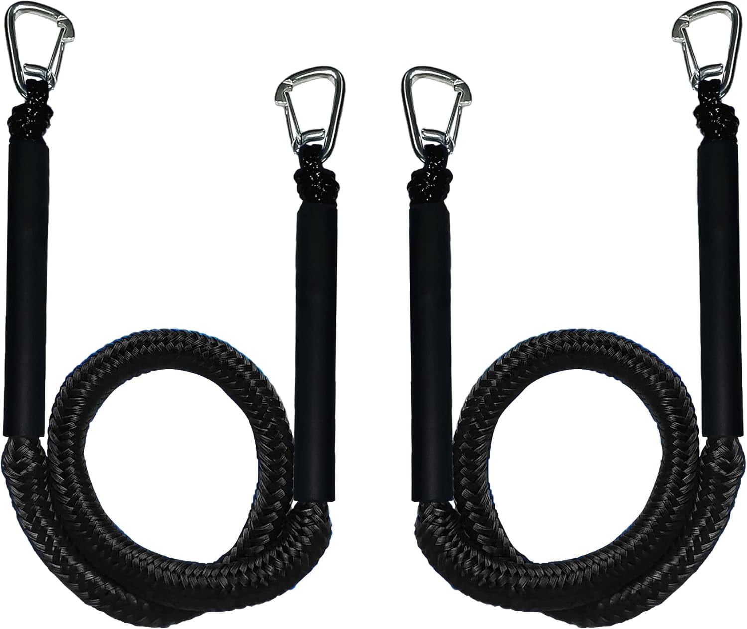 Black Bungee Dock Lines 2-Pack with Double Hooks & Floating Tubes ...