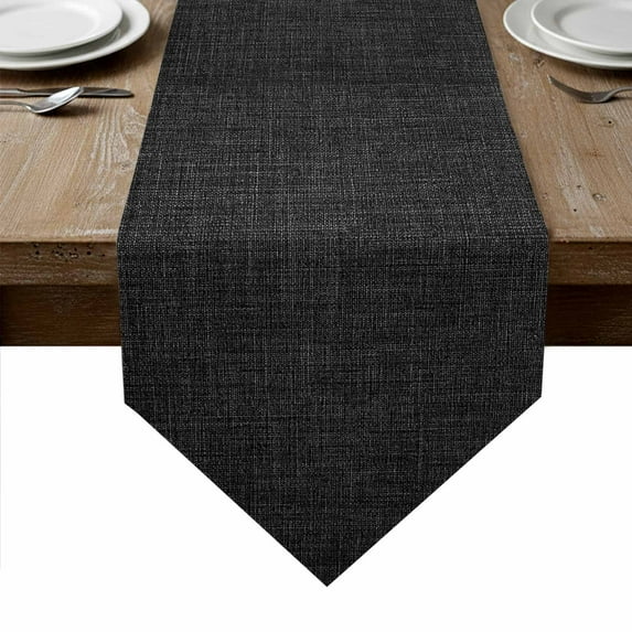 Black Burlap Texture Table Runner Linen Burlap Table Runner 90 Inches ...