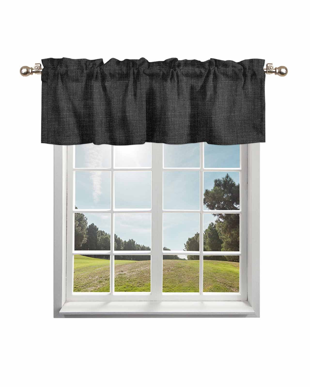 Black Burlap Texture Valance Curtains for Living Room/Bedroom/Bathroom ...
