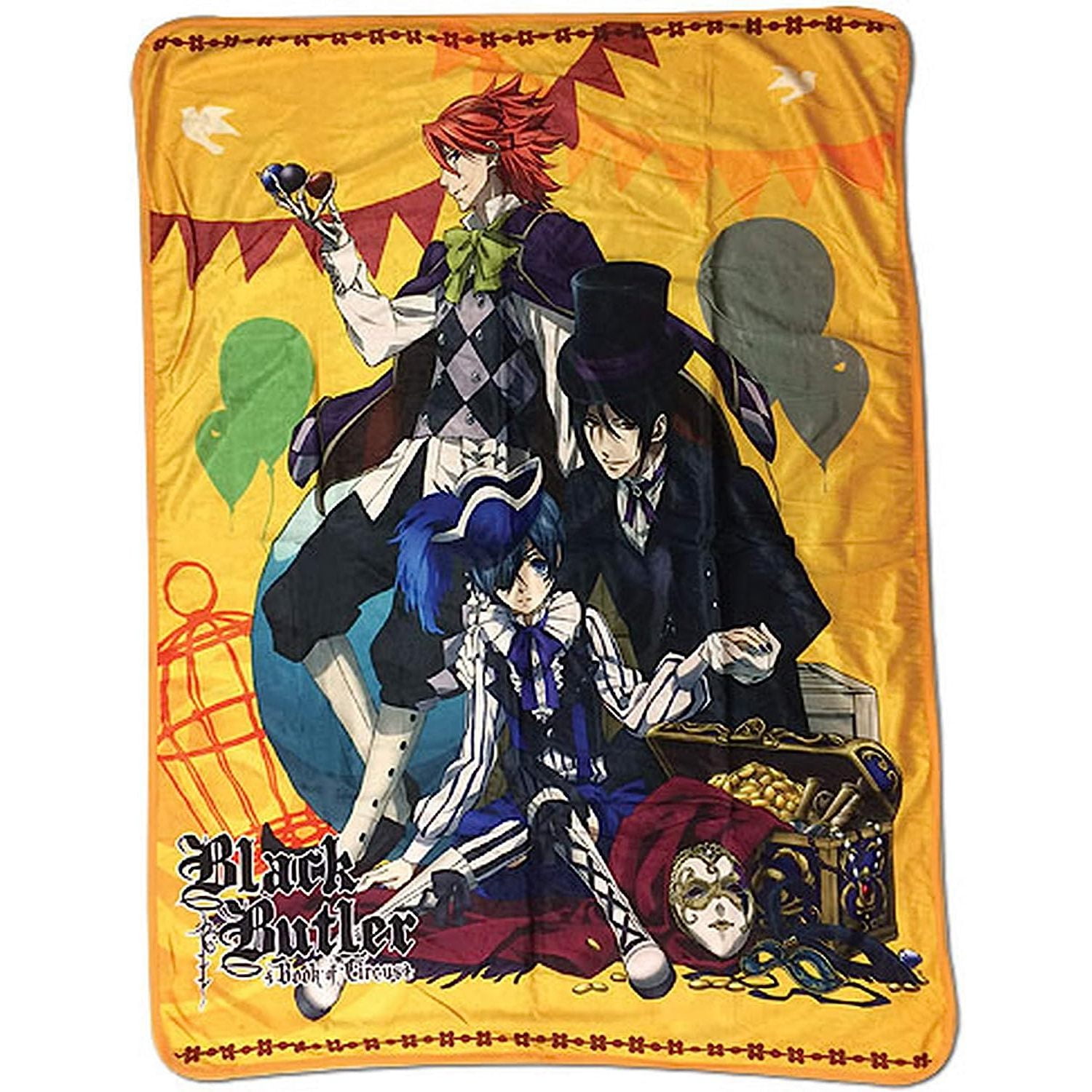 Black Butler B.O.C. -CIEL, Sebastian, and Joker Sublimation Throw ...
