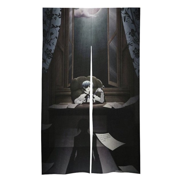 Black Butler Door Curtain Cartoon Anime Blackout Curtains 86x143cm ...