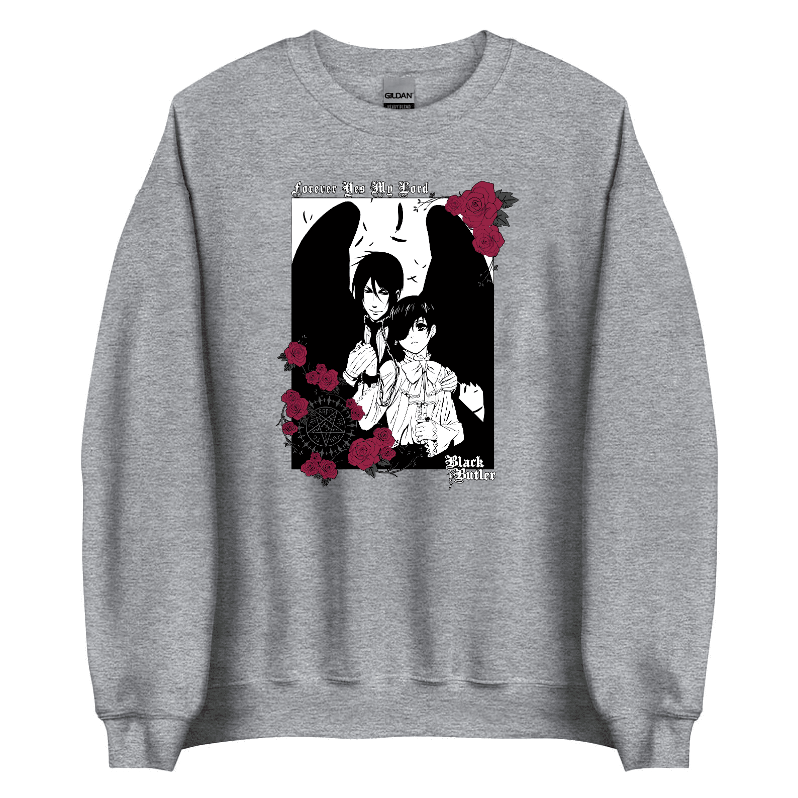 Black Butler Sebastian & Ciel Roses T-Shirt - Walmart.com
